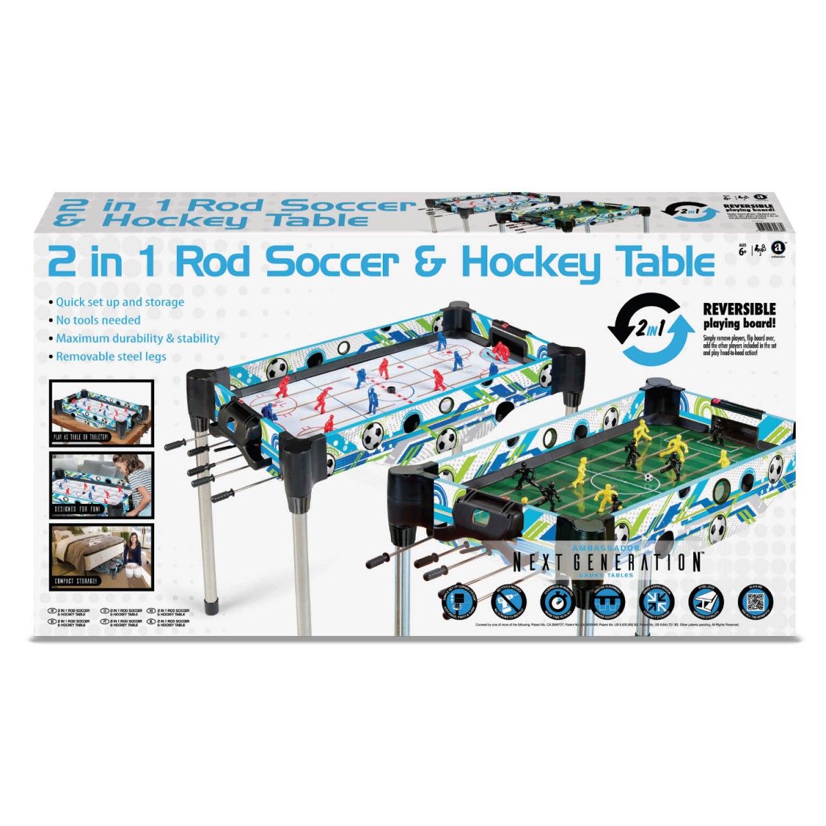 36” (92cm) 2-in-1 Rod Football (Foosball/Soccer) & Hockey Table
