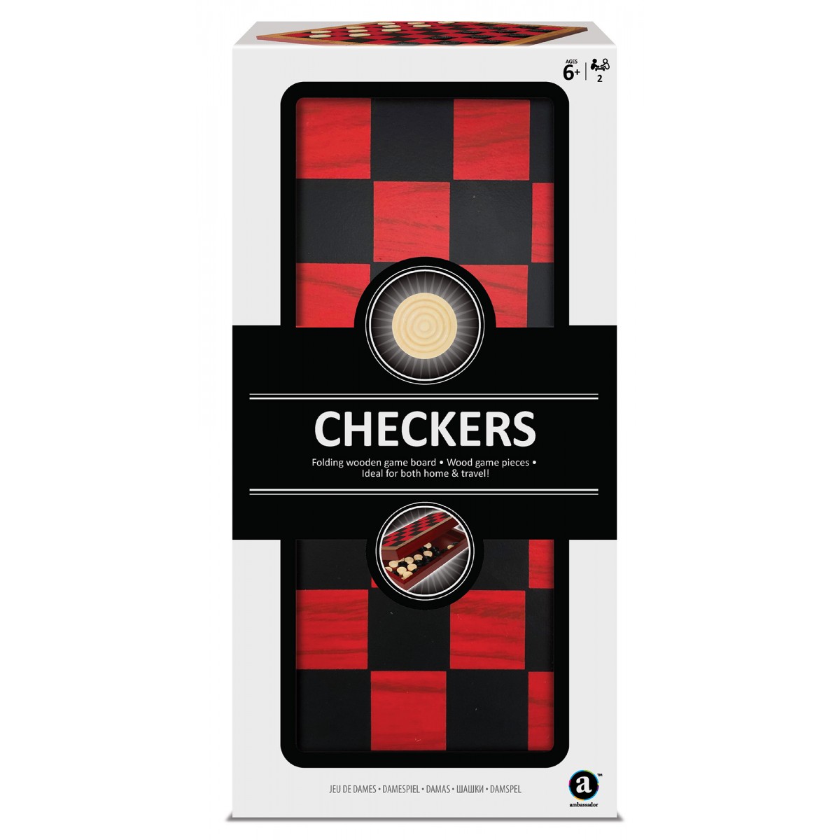 Folding Wood Checkers Set - Classic Games