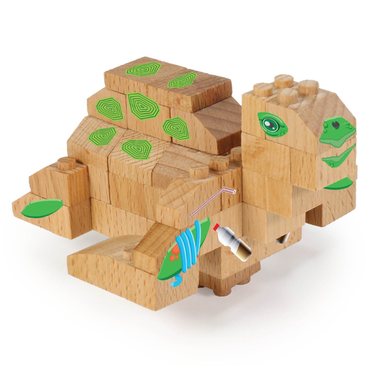WWF Wood Brick Collectible Figures - Sea Turtle - Puzzles