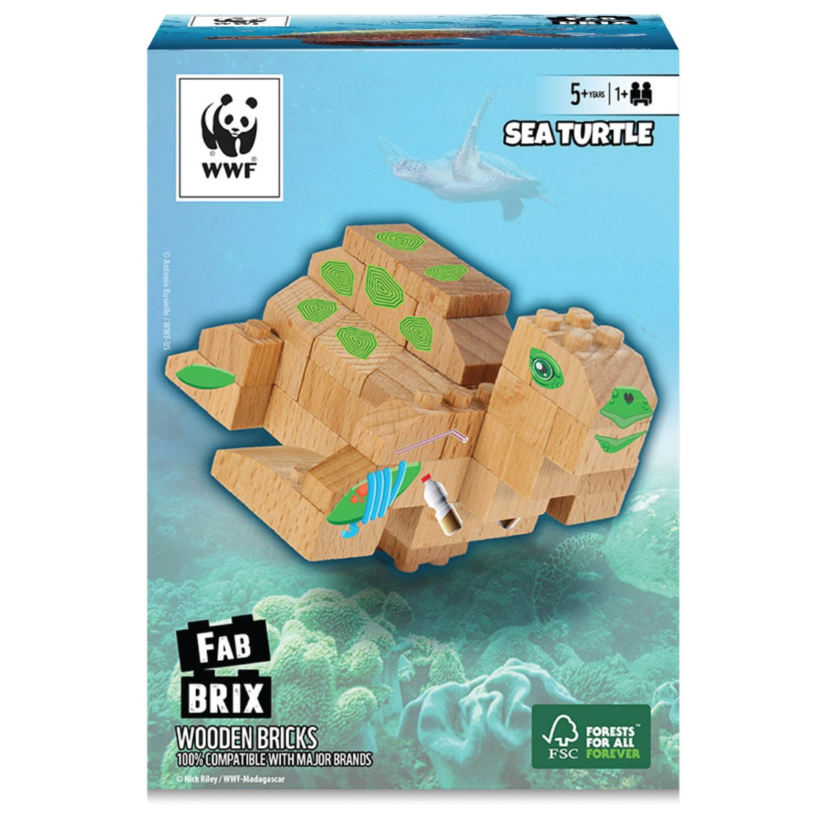 WWF Wood Brick Collectible Figures - Sea Turtle